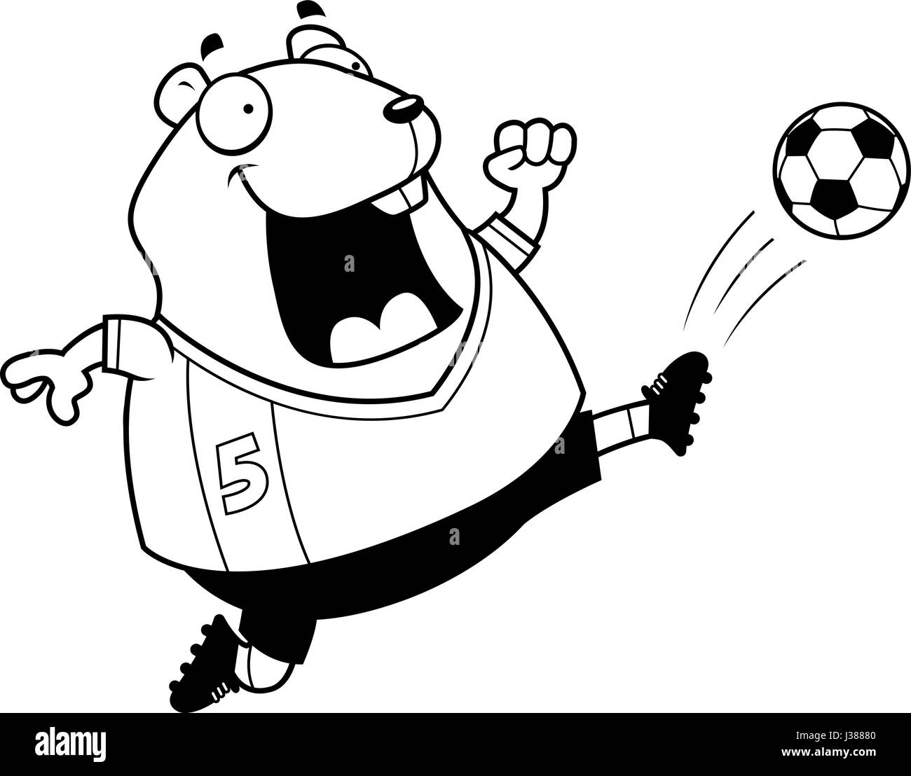 A cartoon illustration of a hamster kicking a soccer ball Stock Vector ...