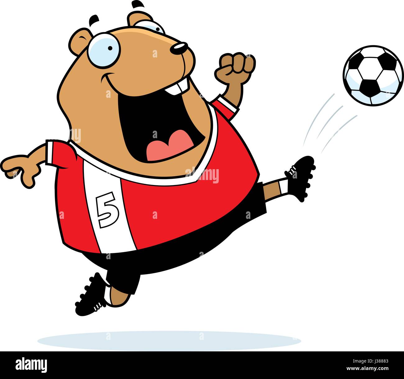 A cartoon illustration of a hamster kicking a soccer ball Stock Vector ...