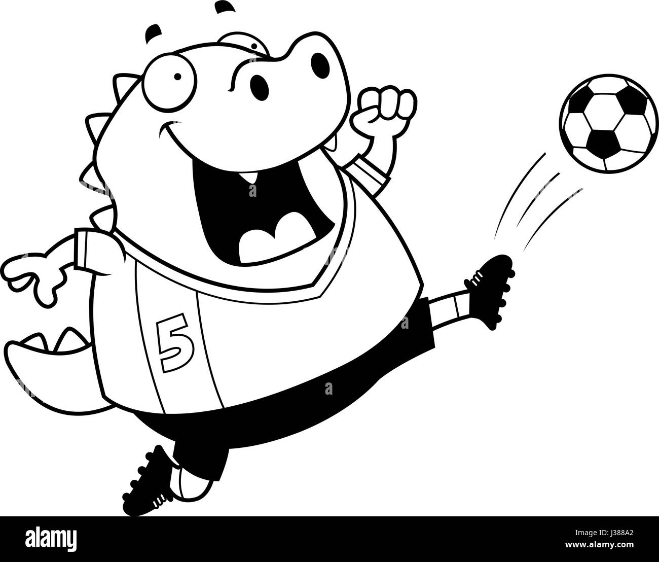 A cartoon illustration of a lizard kicking a soccer ball Stock Vector ...