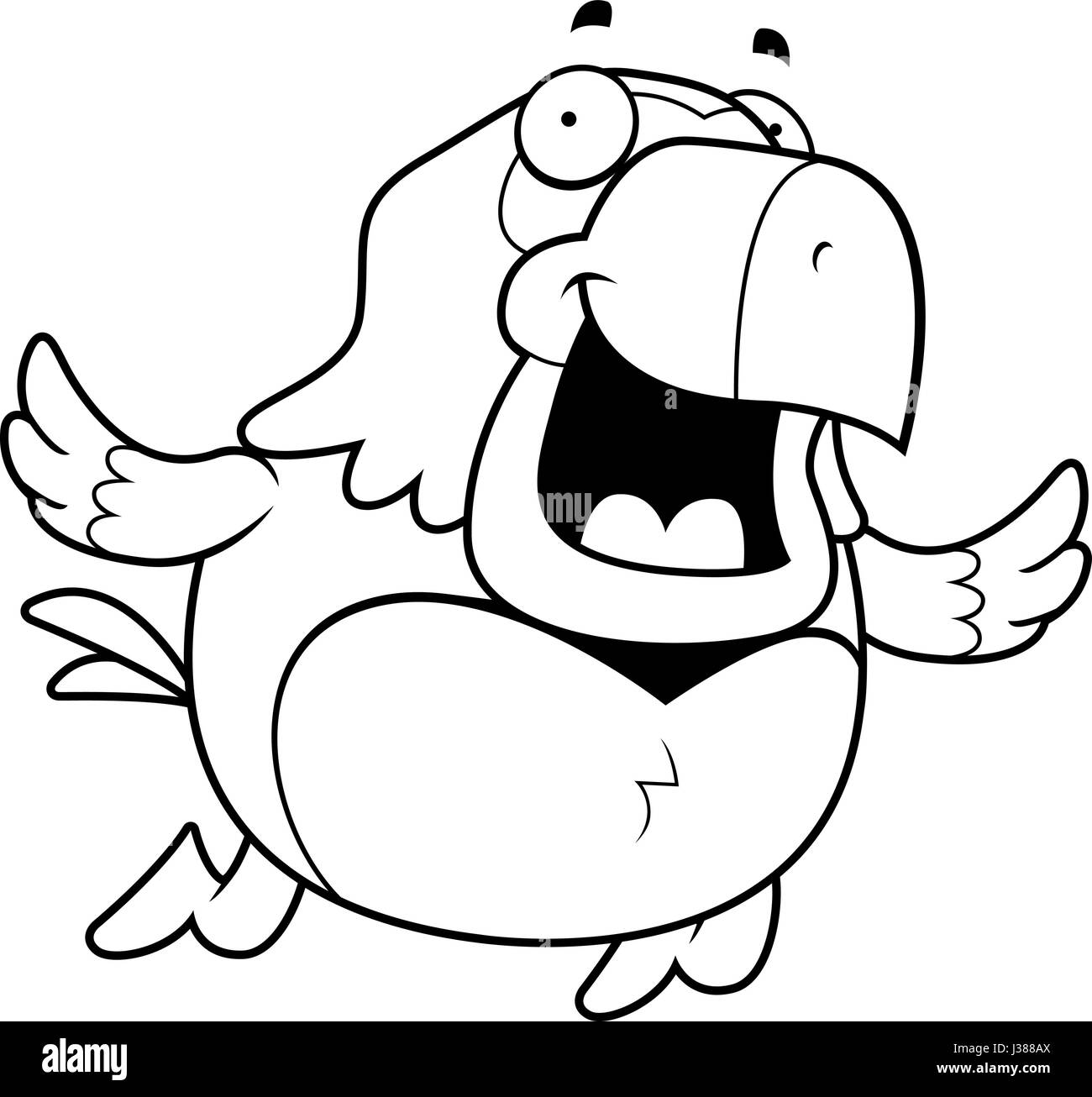 An illustration of a cartoon parrot flying and smiling Stock Vector ...