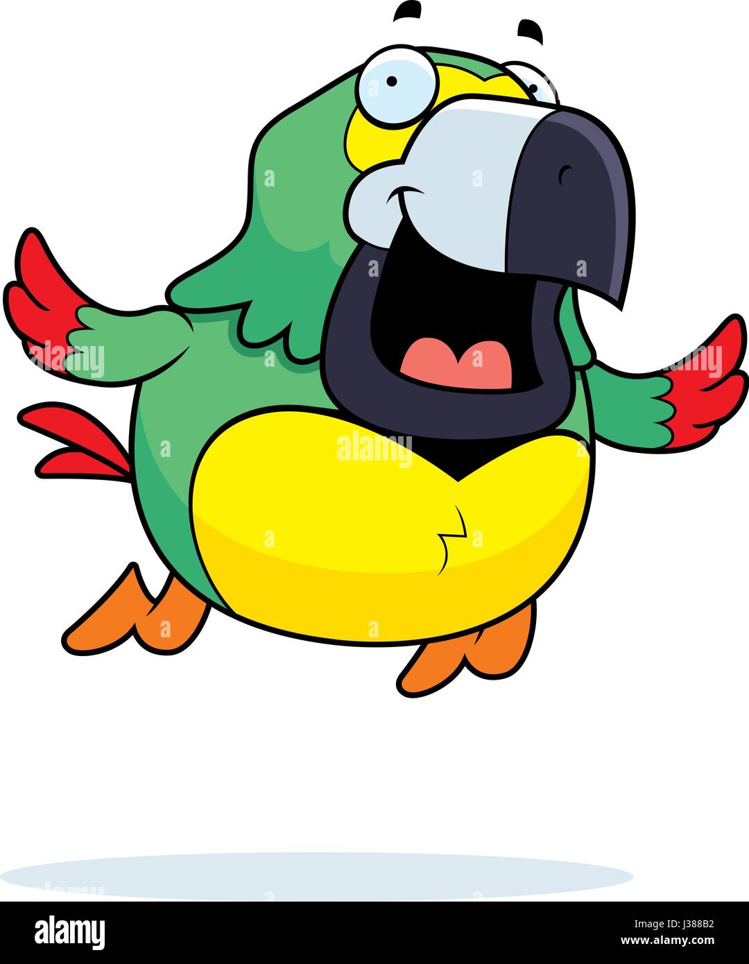 An illustration of a cartoon parrot flying and smiling Stock Vector ...