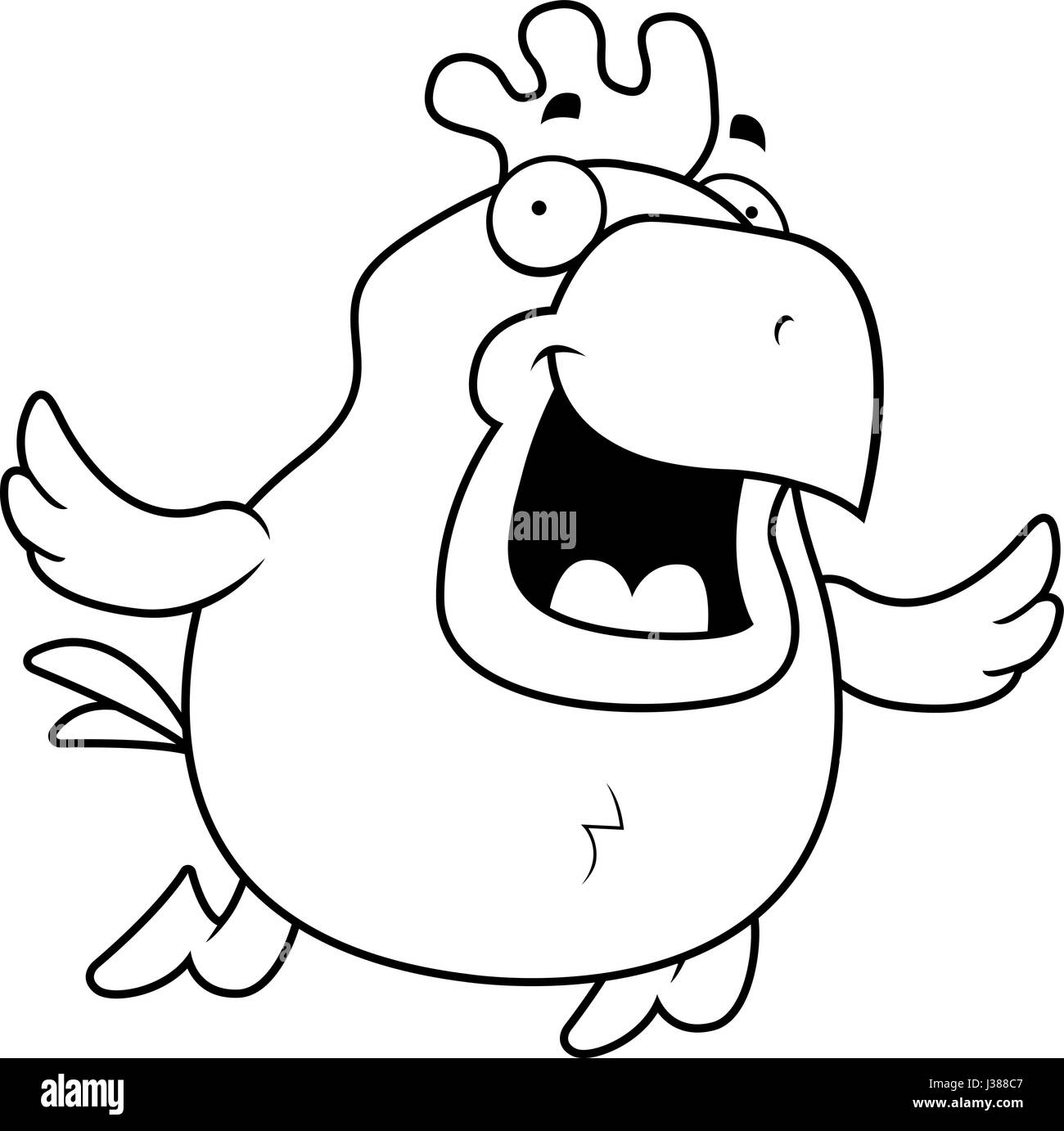 An illustration of a cartoon rooster flying and smiling Stock Vector ...
