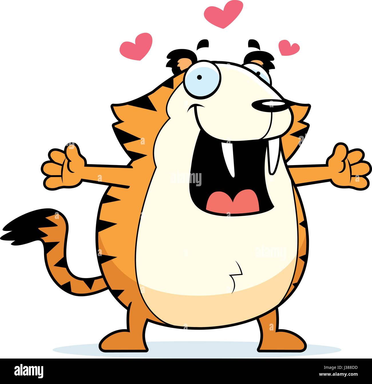 A happy cartoon saber-toothed tiger ready to give a hug Stock Vector ...