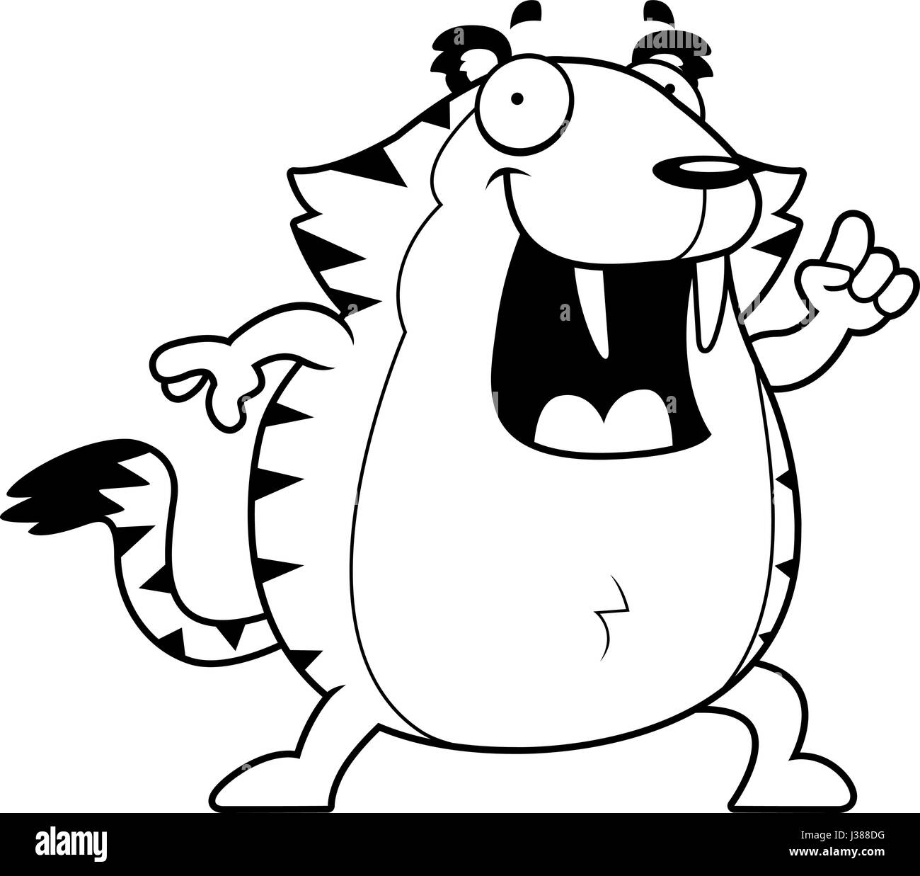 A happy cartoon saber-toothed tiger with an idea Stock Vector Image ...