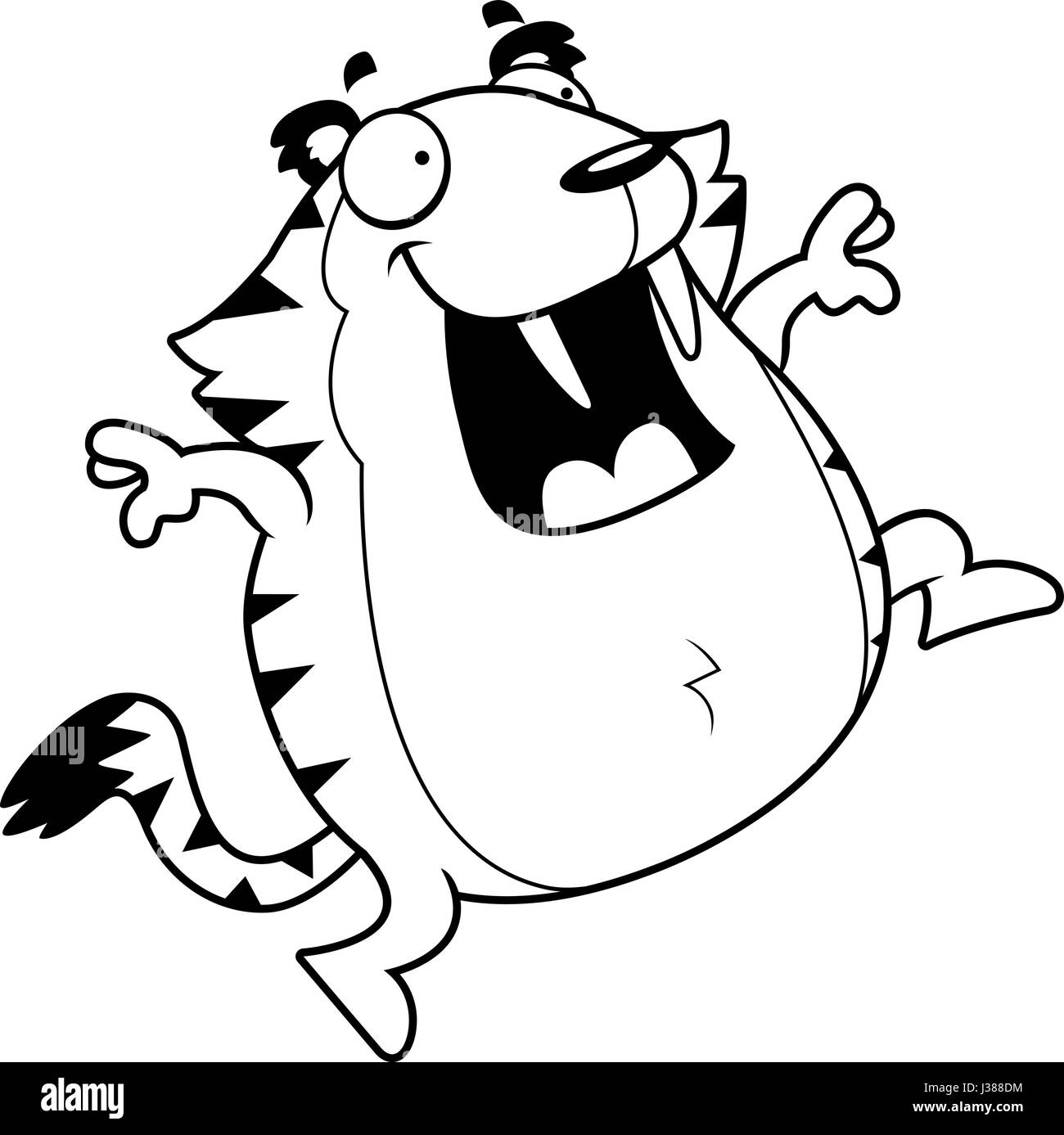 A happy cartoon saber-toothed tiger jumping and smiling Stock Vector ...