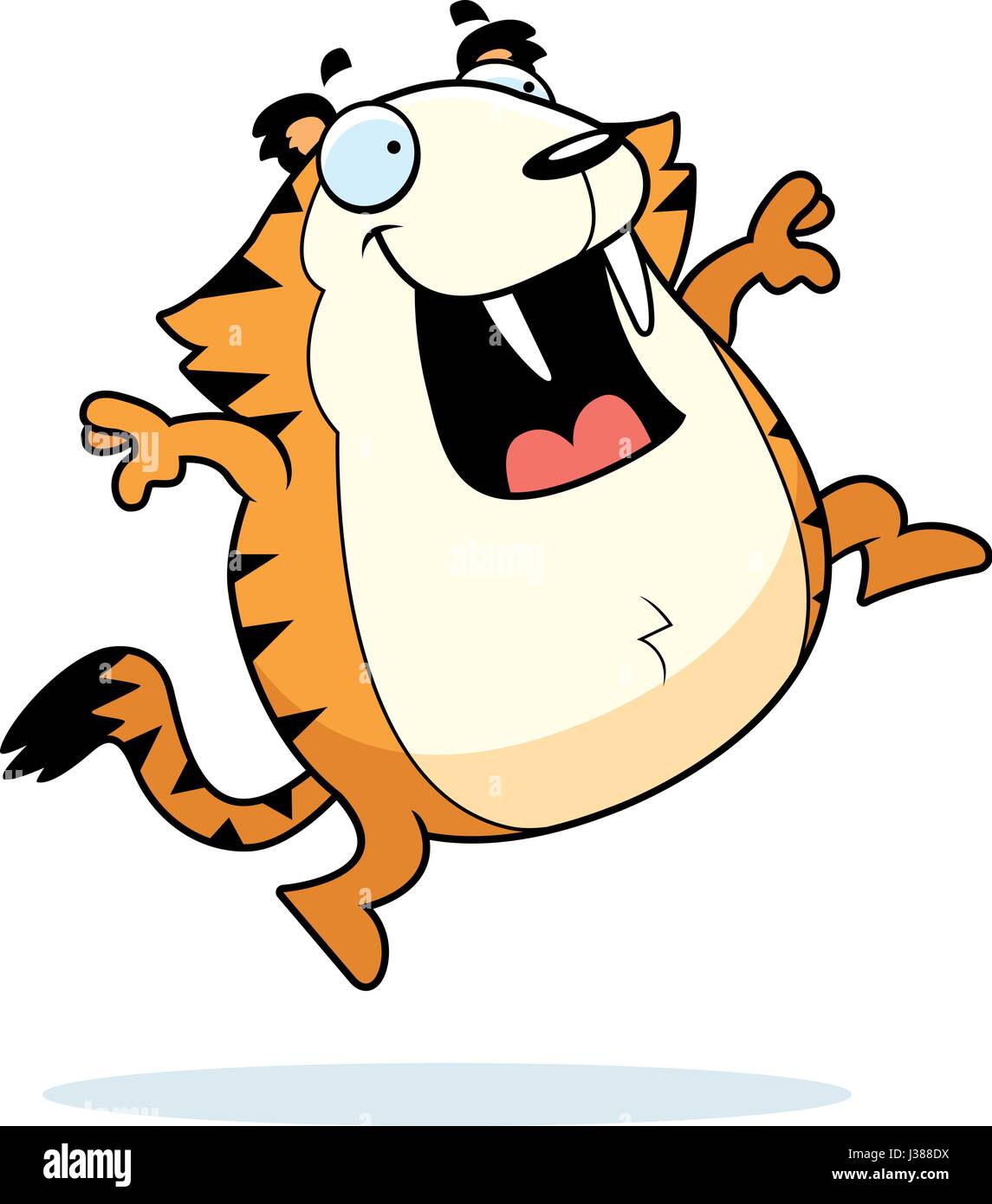 A happy cartoon saber-toothed tiger jumping and smiling Stock Vector ...