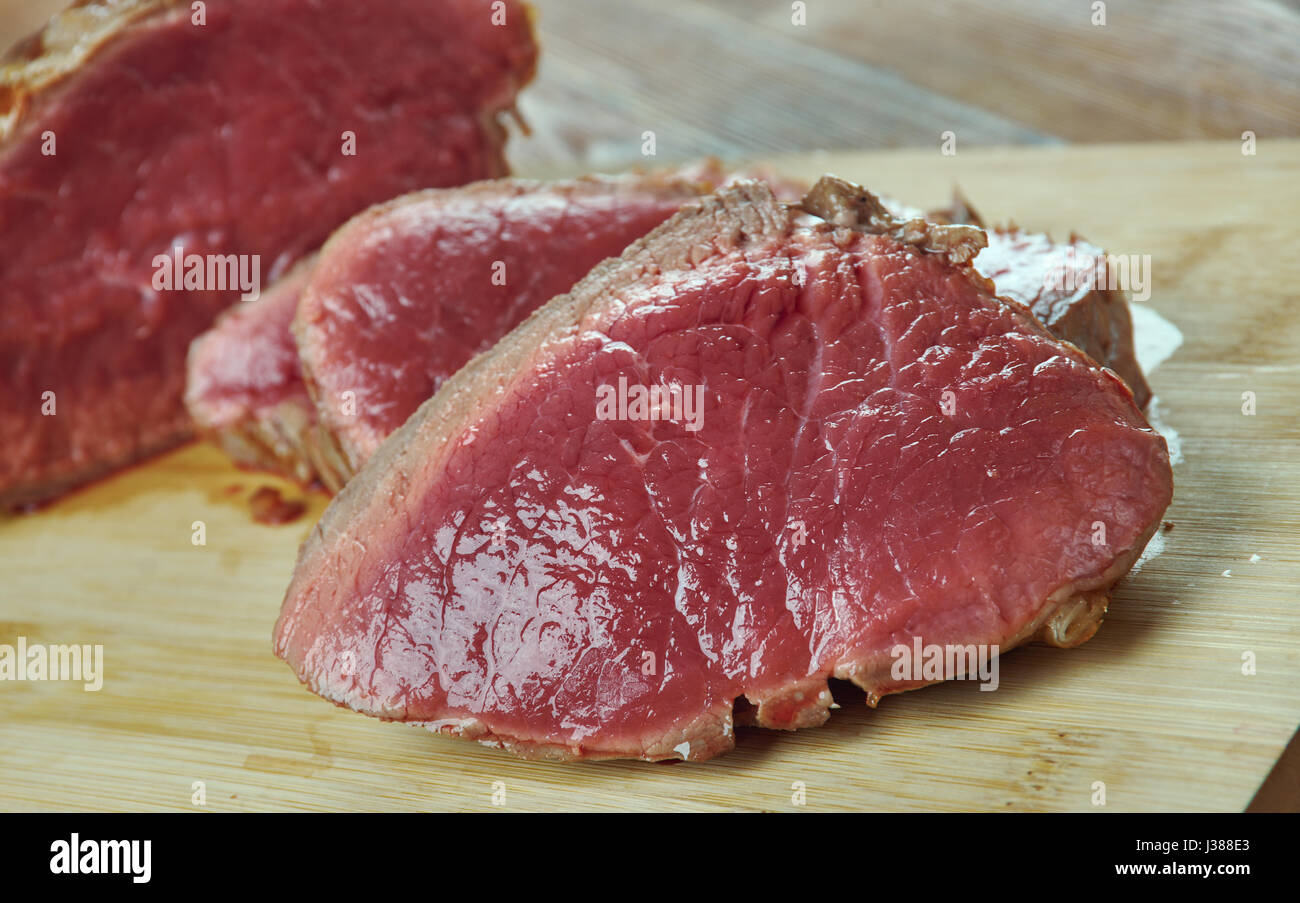 London broil - beef dish made by broiling marinated beef.British ...