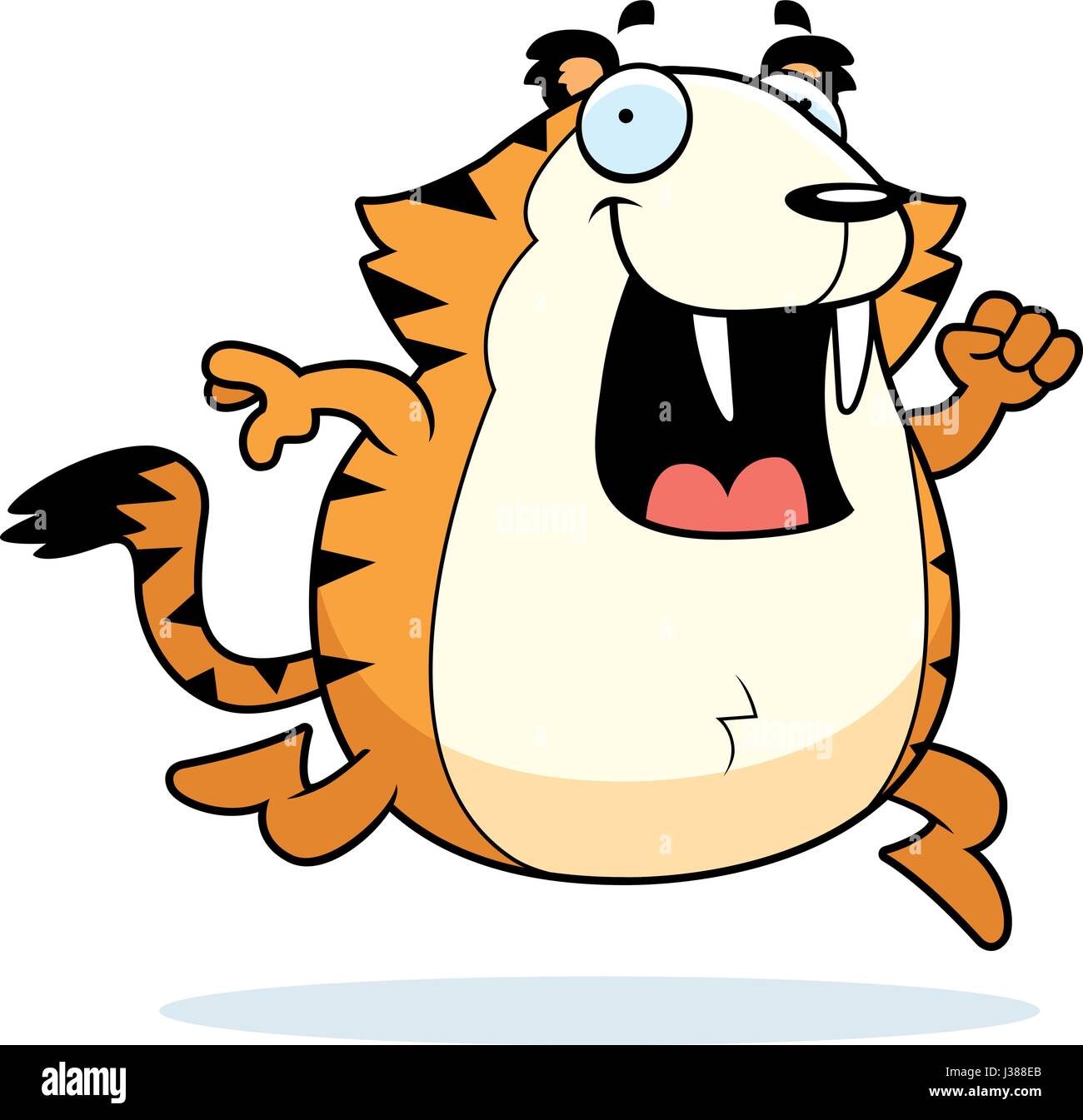 A happy cartoon saber-toothed tiger running and smiling Stock Vector ...