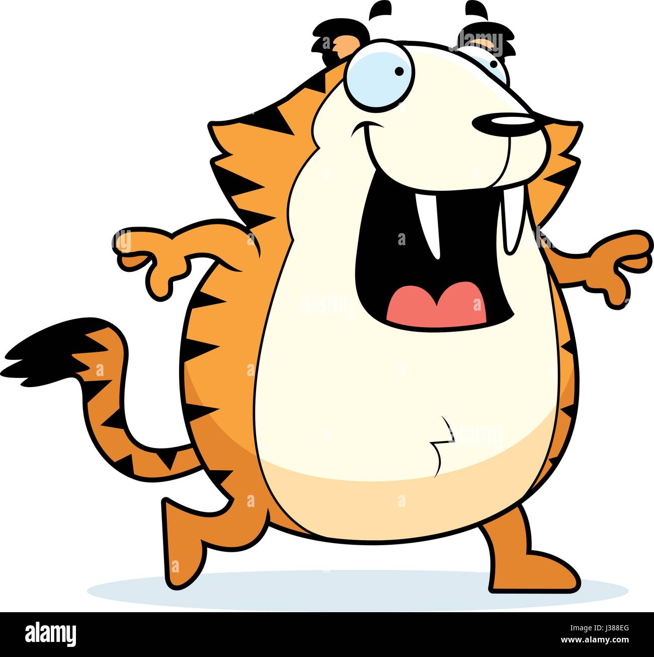 A happy cartoon saber-toothed tiger walking and smiling Stock Vector ...