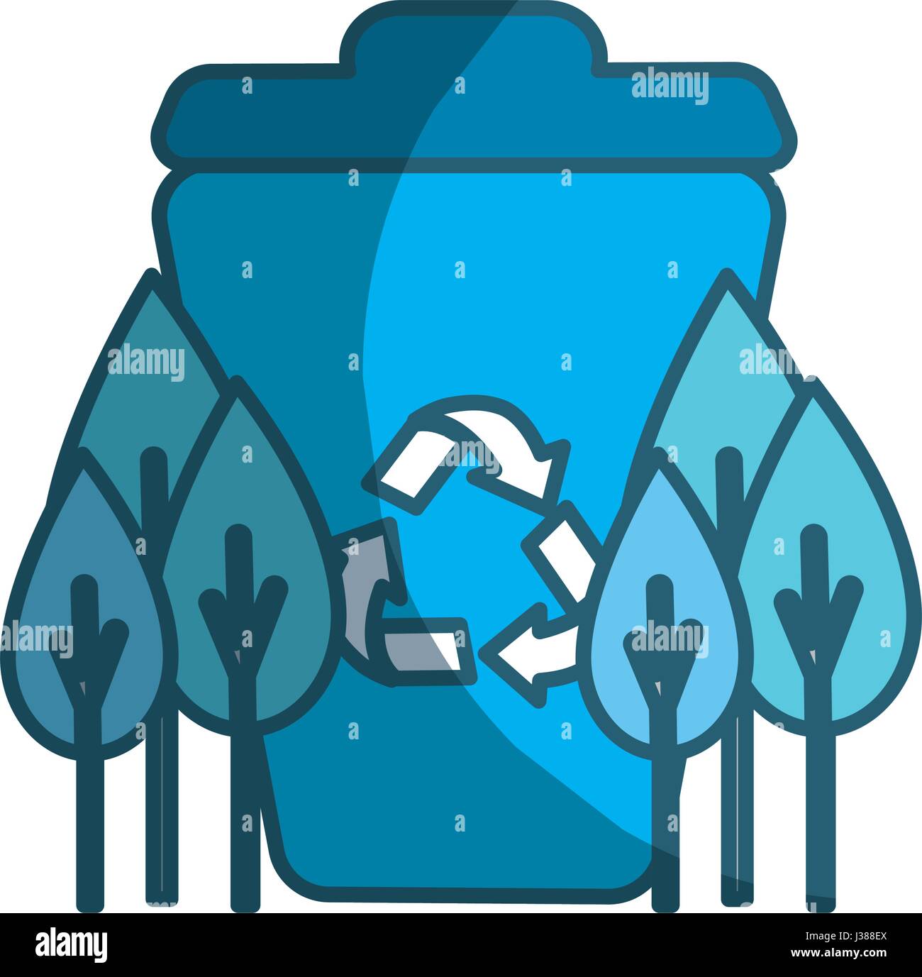 blue recycle can with plants icon Stock Vector Image & Art - Alamy