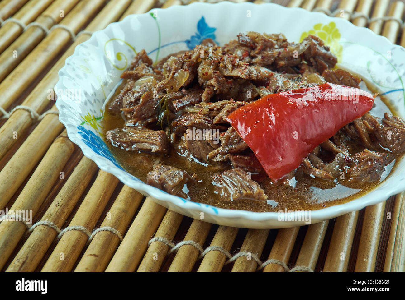 Machaca - traditionally dried meat, spiced beef or pork.Mexican cuisine ...