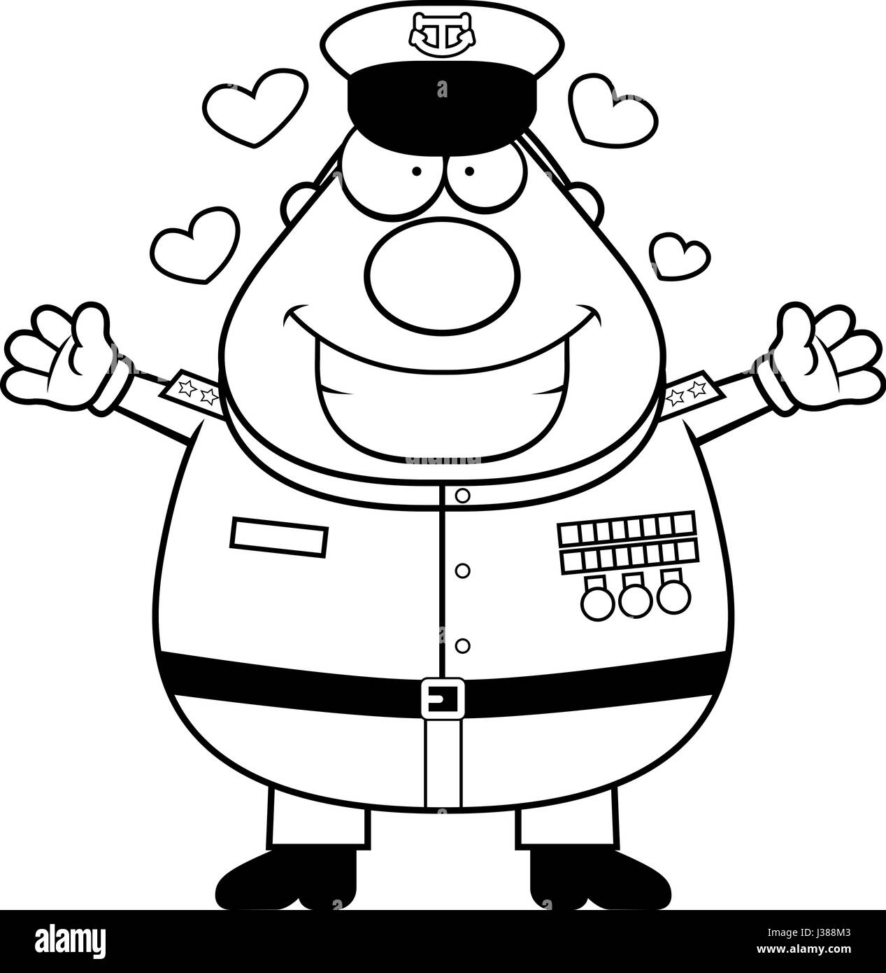 A cartoon illustration of a Navy Admiral ready to give a hug Stock ...