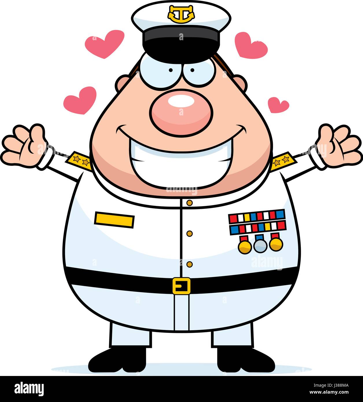 A cartoon illustration of a Navy Admiral ready to give a hug Stock ...