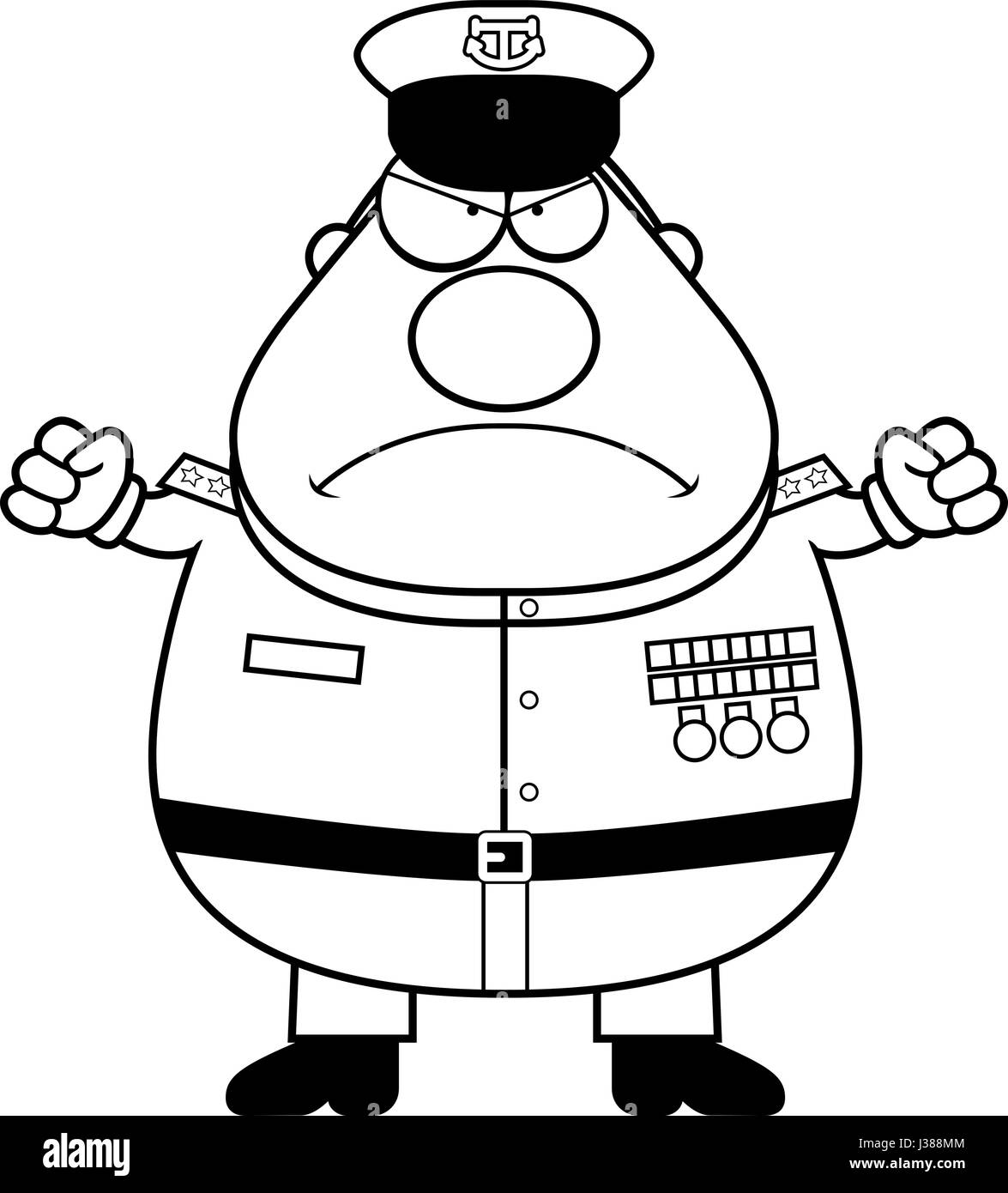 A cartoon illustration of a Navy Admiral looking angry Stock Vector ...