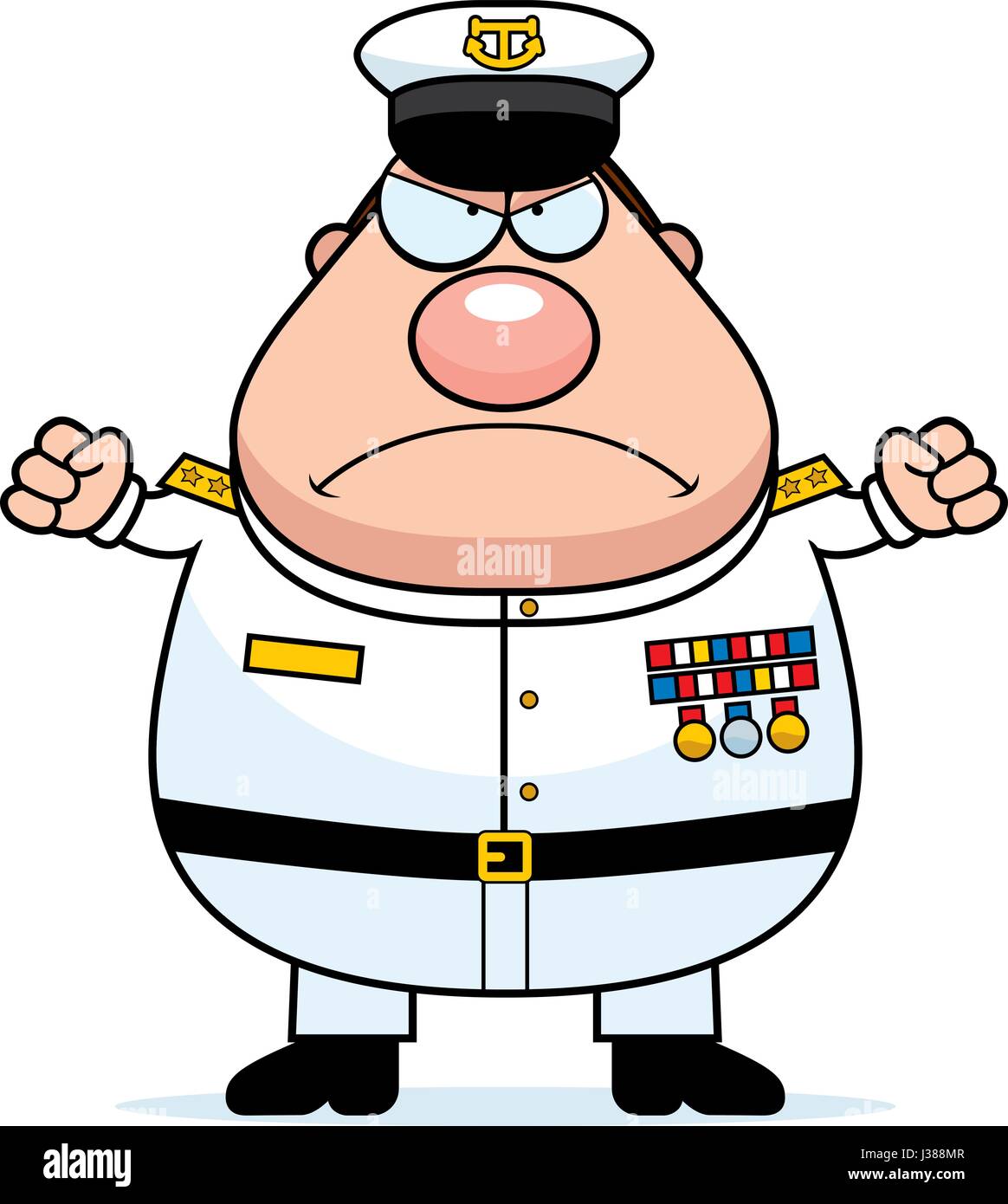 A cartoon illustration of a Navy Admiral looking angry Stock Vector ...