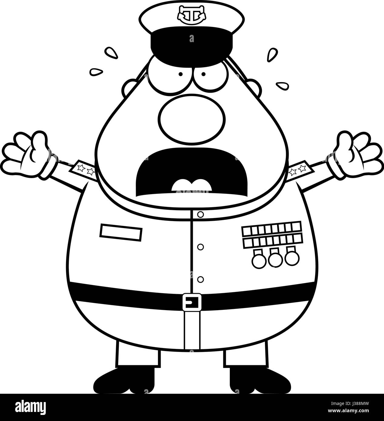 A cartoon illustration of a Navy Admiral looking scared Stock Vector ...