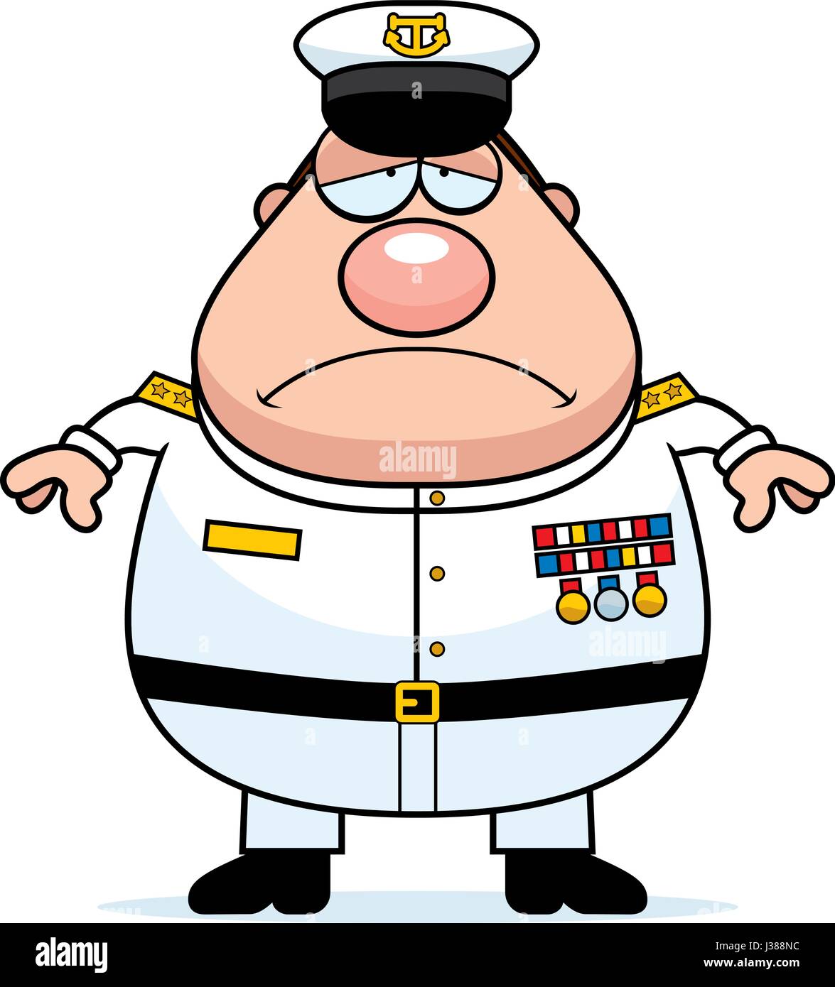 A cartoon illustration of a Navy Admiral looking sad Stock Vector Image ...