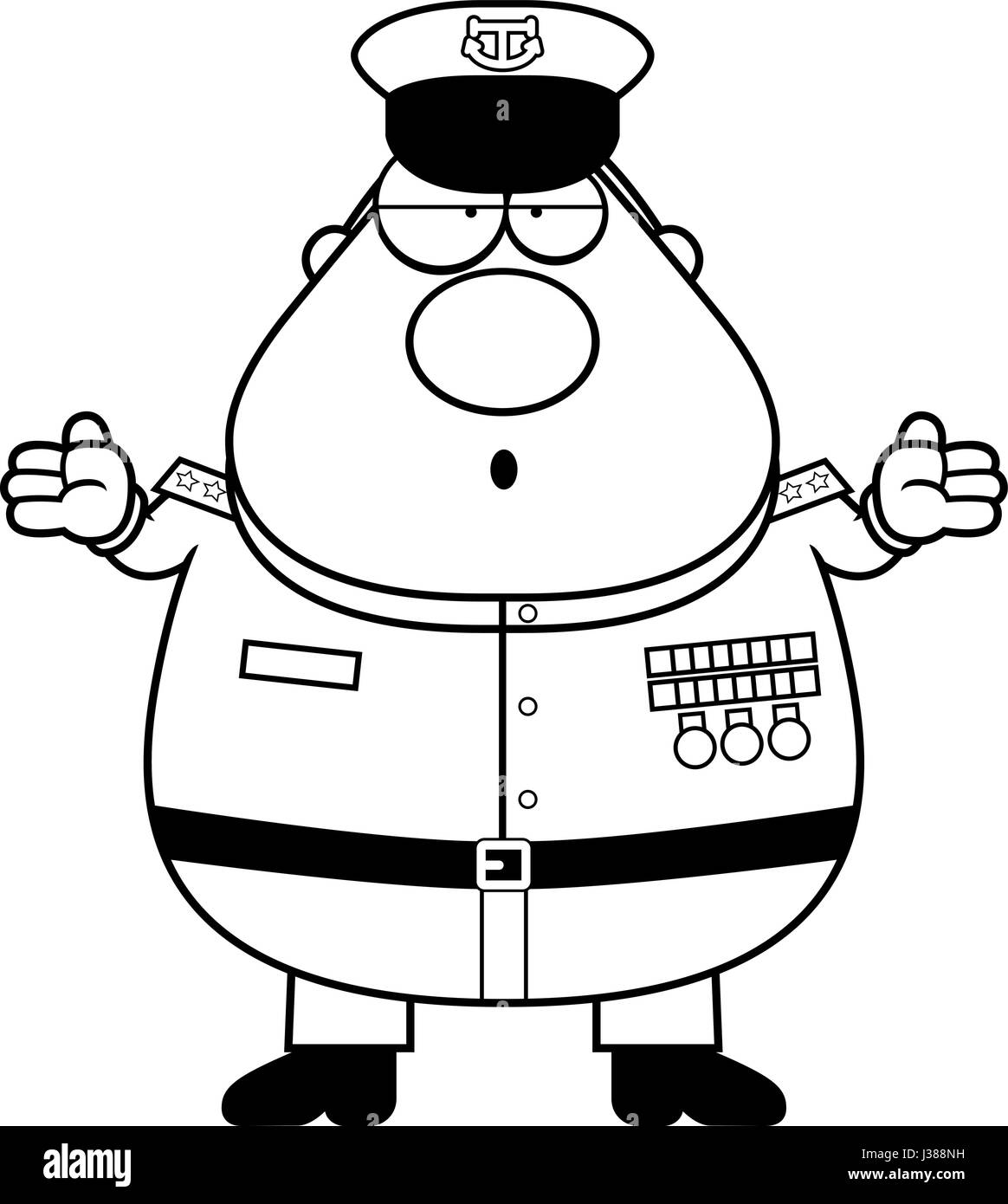 A cartoon illustration of a Navy Admiral looking confused Stock Vector ...