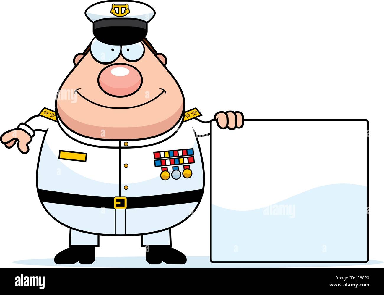 A cartoon illustration of a Navy Admiral with a sign Stock Vector Image ...