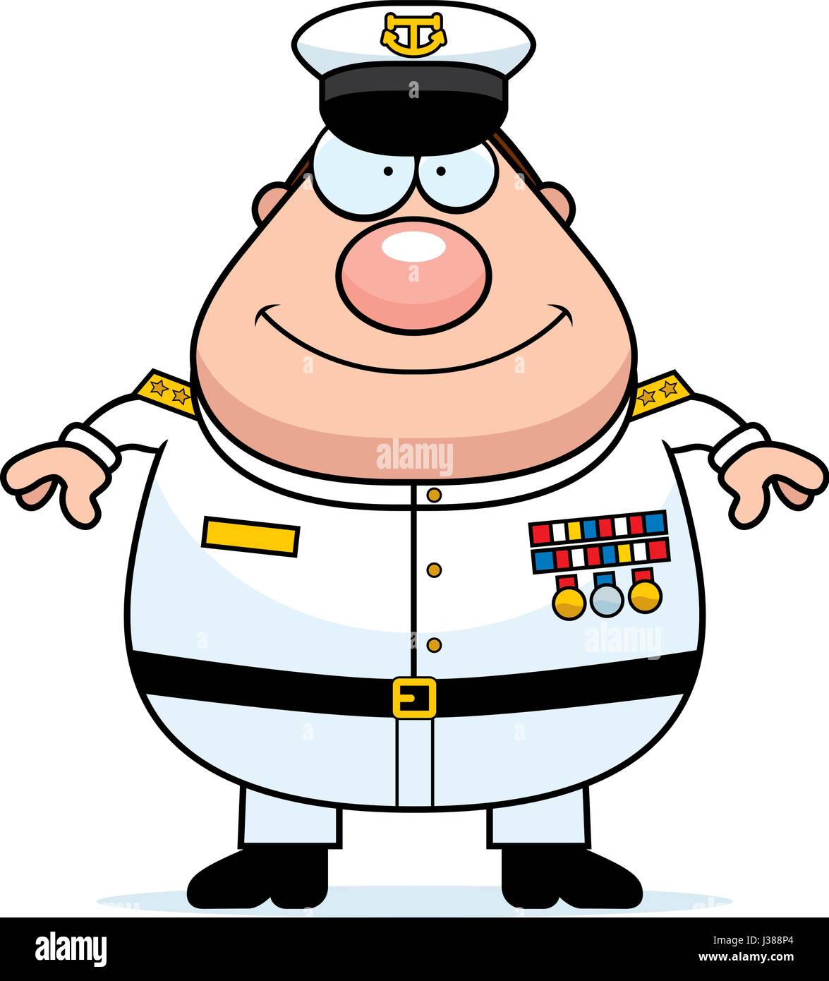 A cartoon illustration of a Navy Admiral looking happy Stock Vector ...