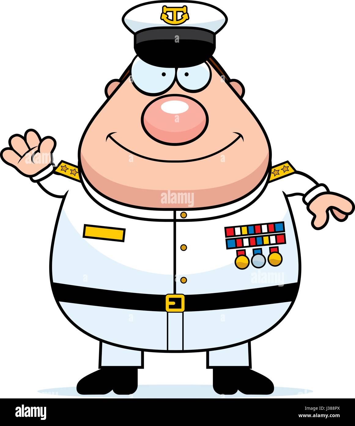 A cartoon illustration of a Navy Admiral waving Stock Vector Image ...