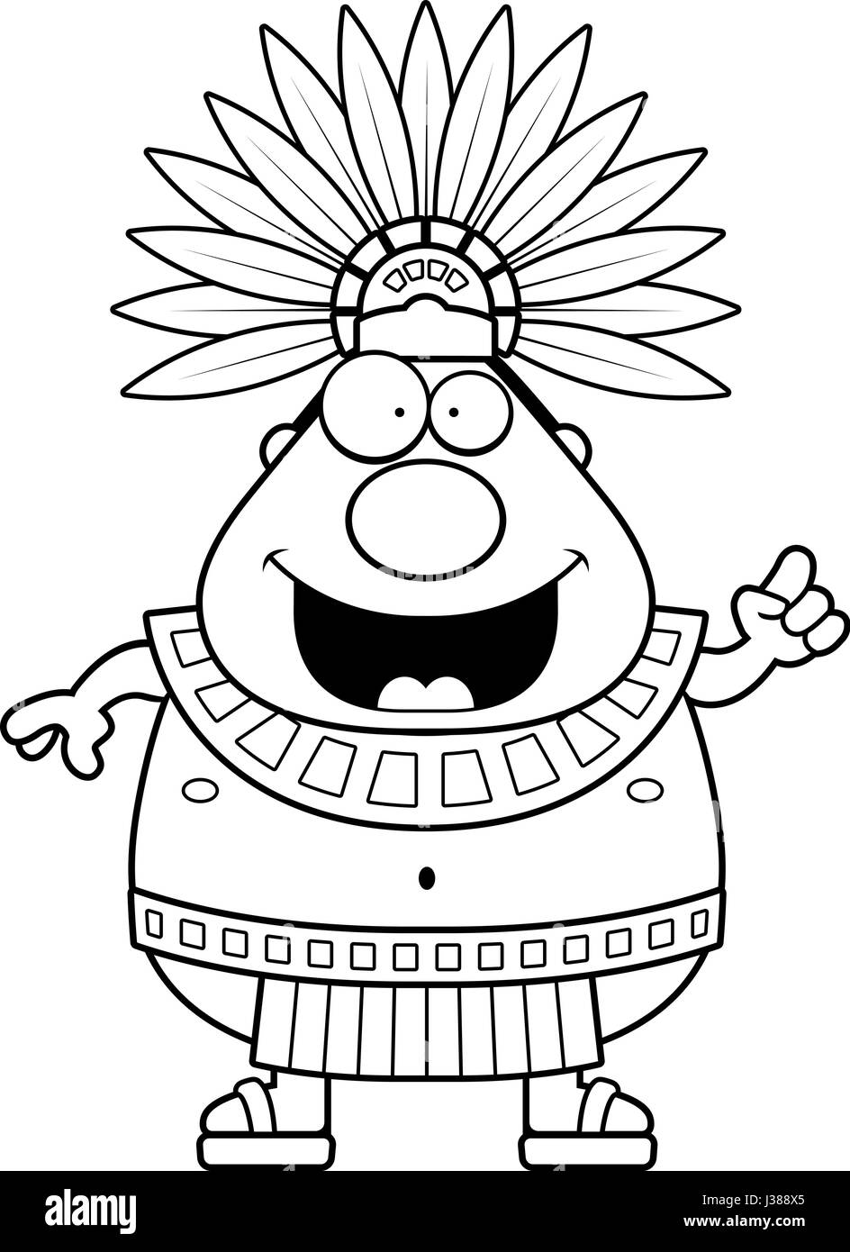 A cartoon illustration of an Aztec King with an idea Stock Vector Image ...