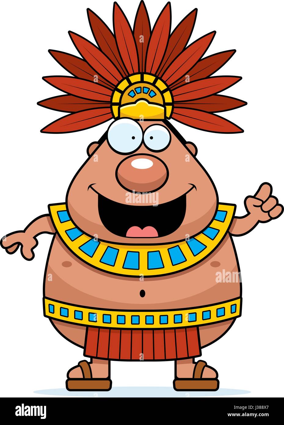 A cartoon illustration of an Aztec King with an idea Stock Vector Image ...