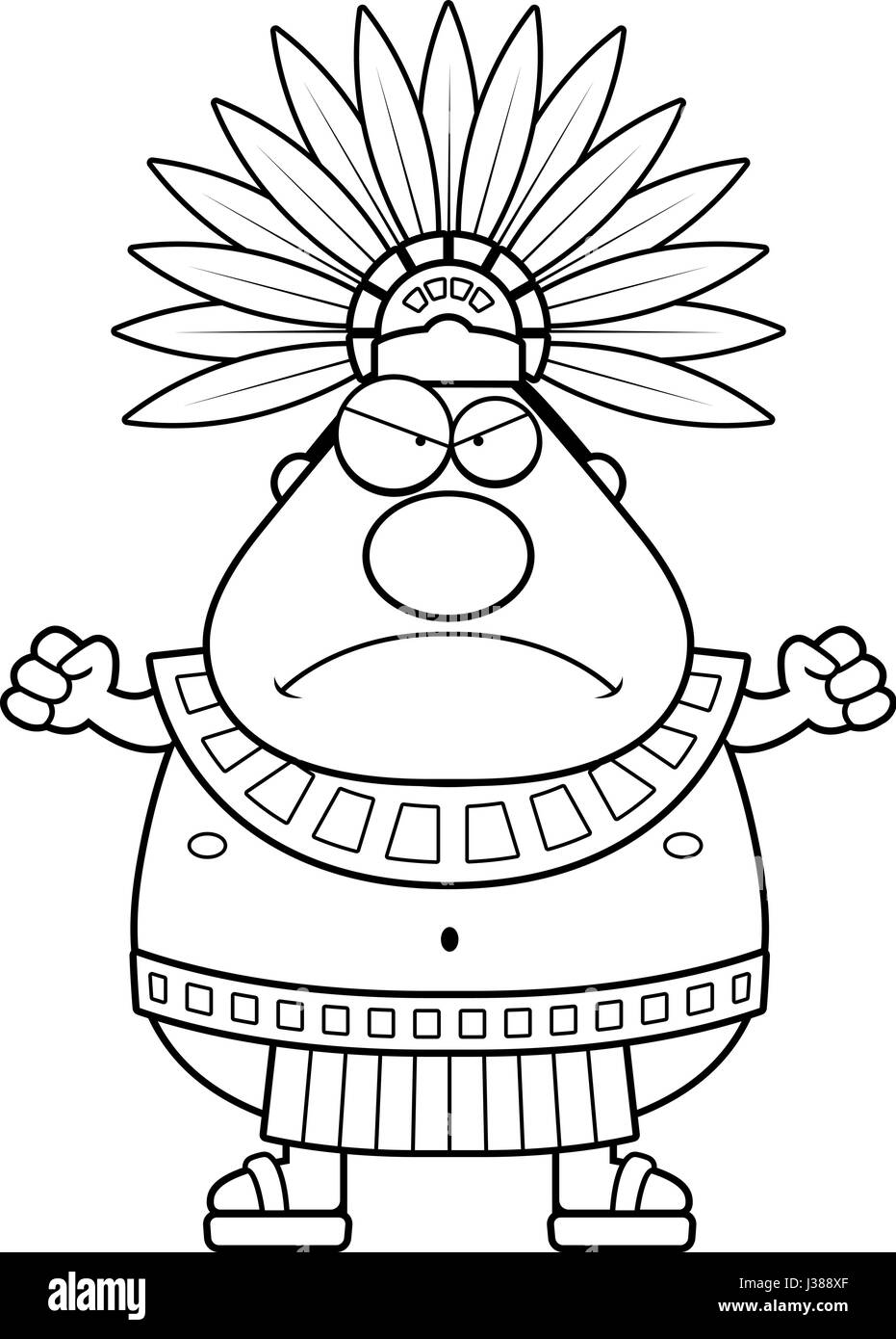 A cartoon illustration of an Aztec King looking angry Stock Vector ...