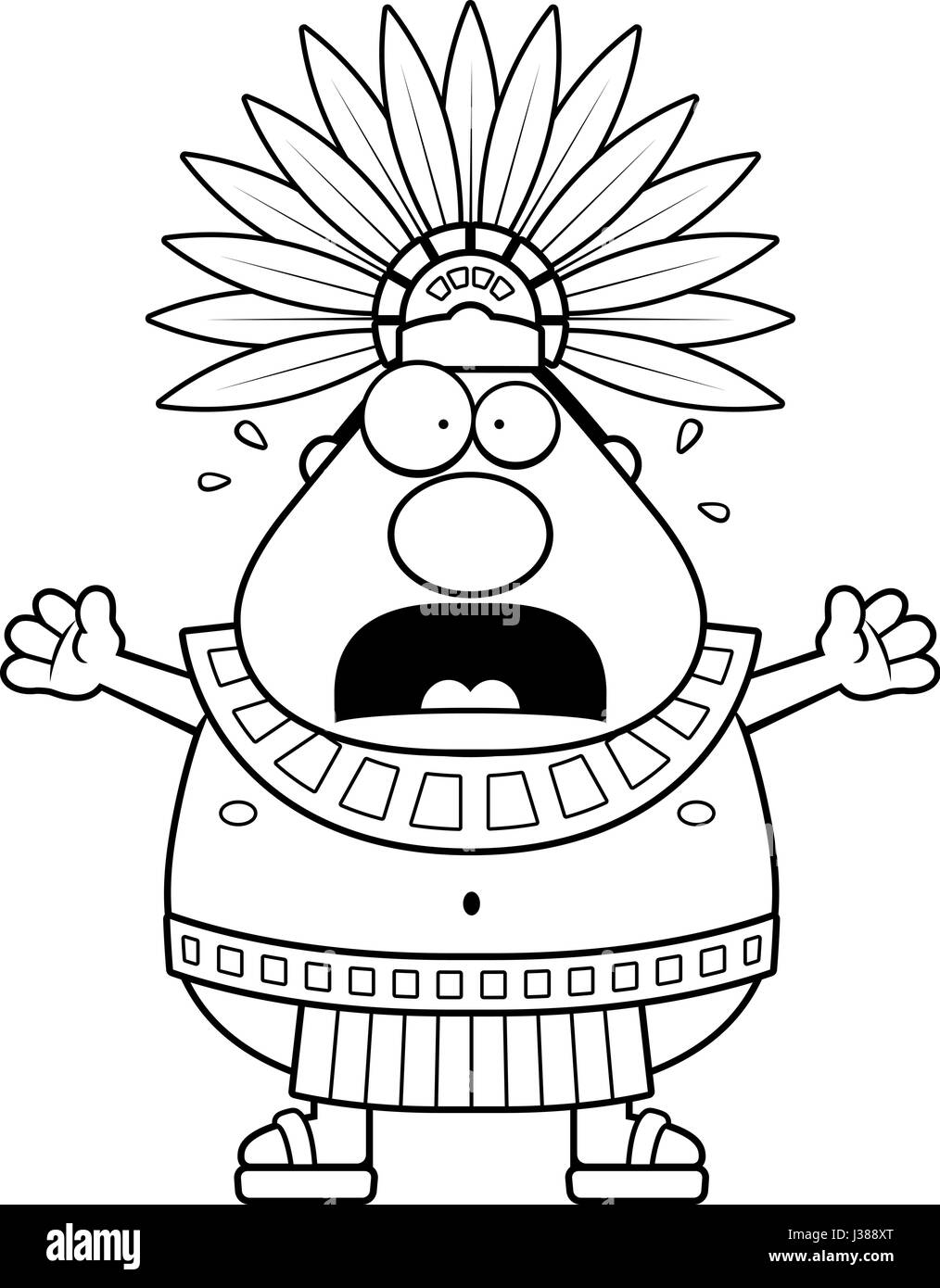 A cartoon illustration of an Aztec King looking scared Stock Vector ...