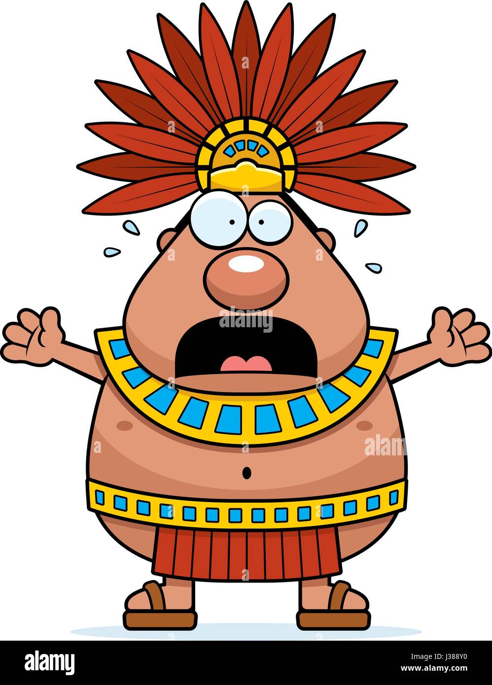 A cartoon illustration of an Aztec King looking scared Stock Vector ...