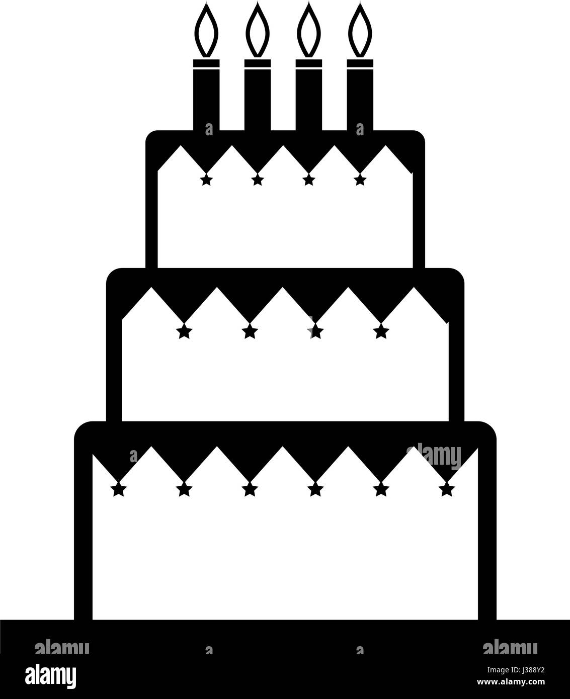 contour delicious cake happy birthday celebration Stock Vector Image ...