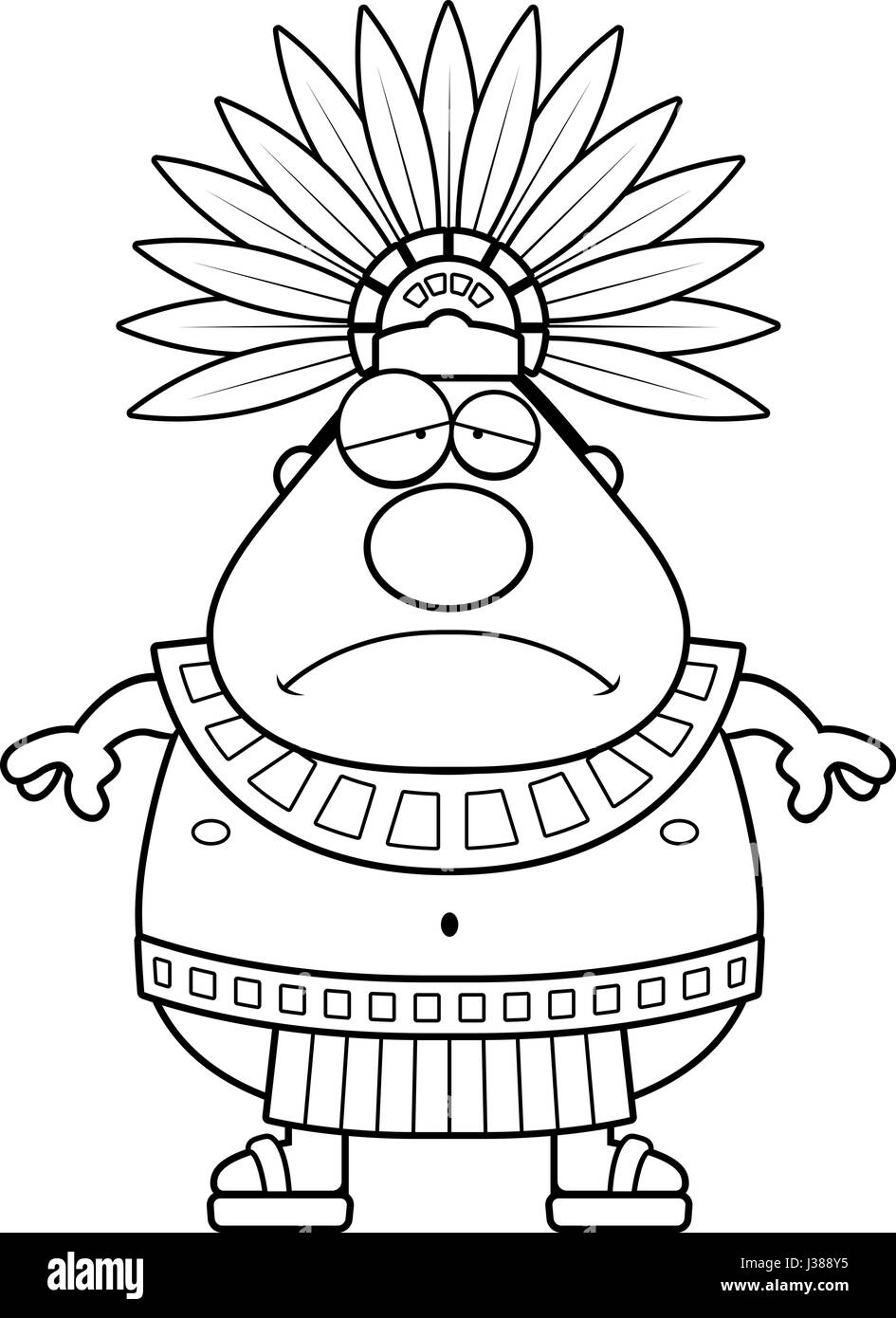 A cartoon illustration of an Aztec King looking sad Stock Vector Image ...