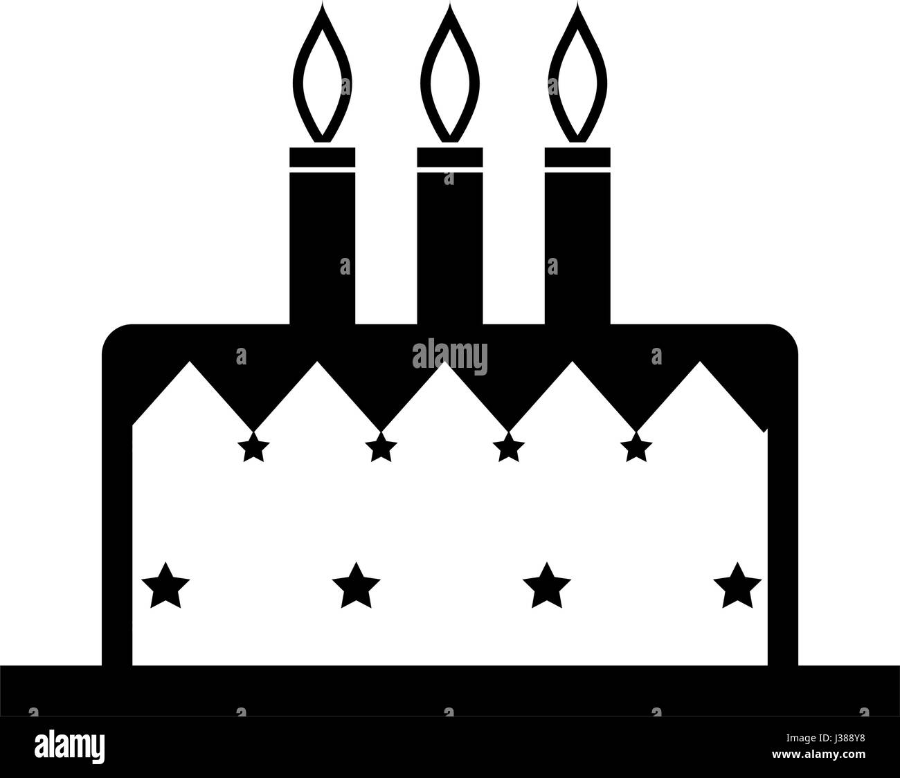 contour delicious cake happy birthday celebration Stock Vector Image ...