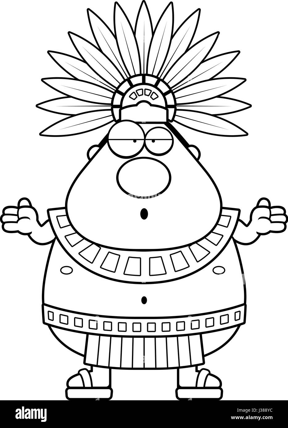 A cartoon illustration of an Aztec King looking confused Stock Vector ...