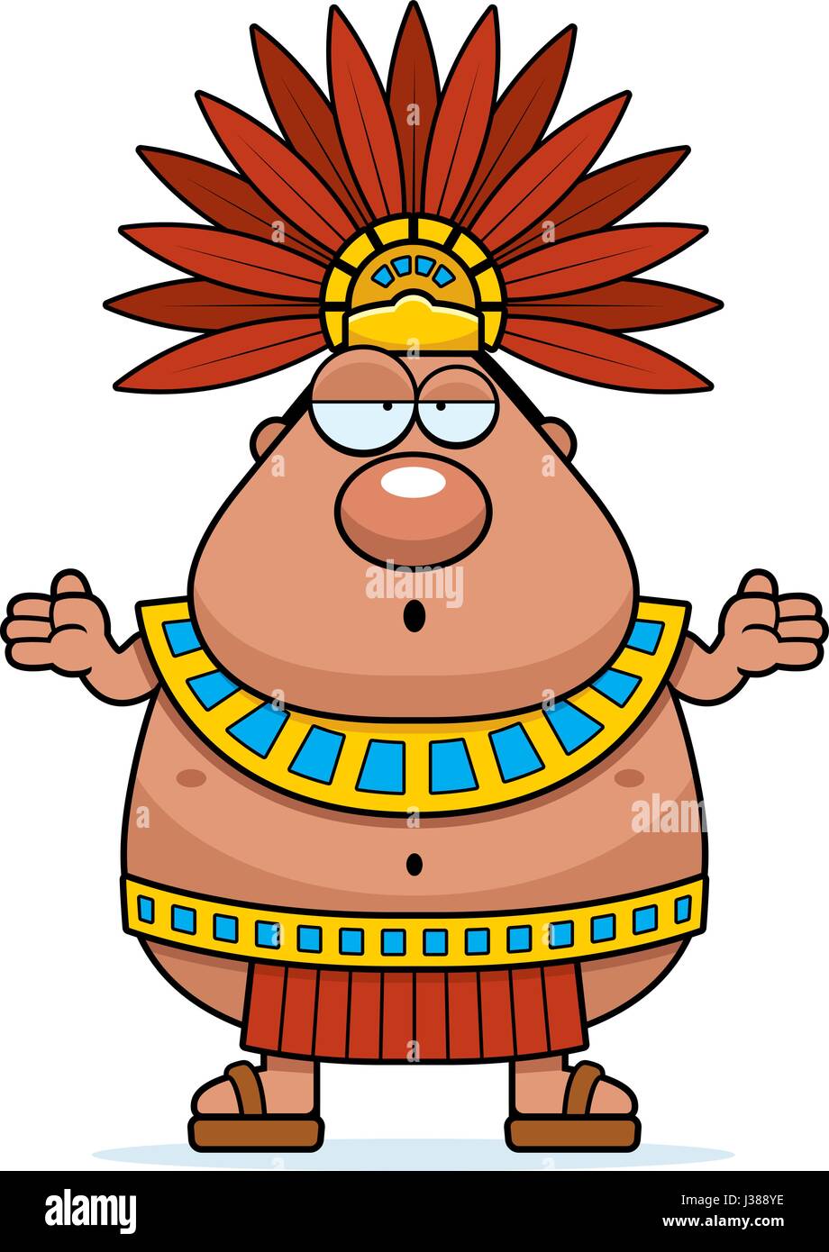 A cartoon illustration of an Aztec King looking confused Stock Vector ...