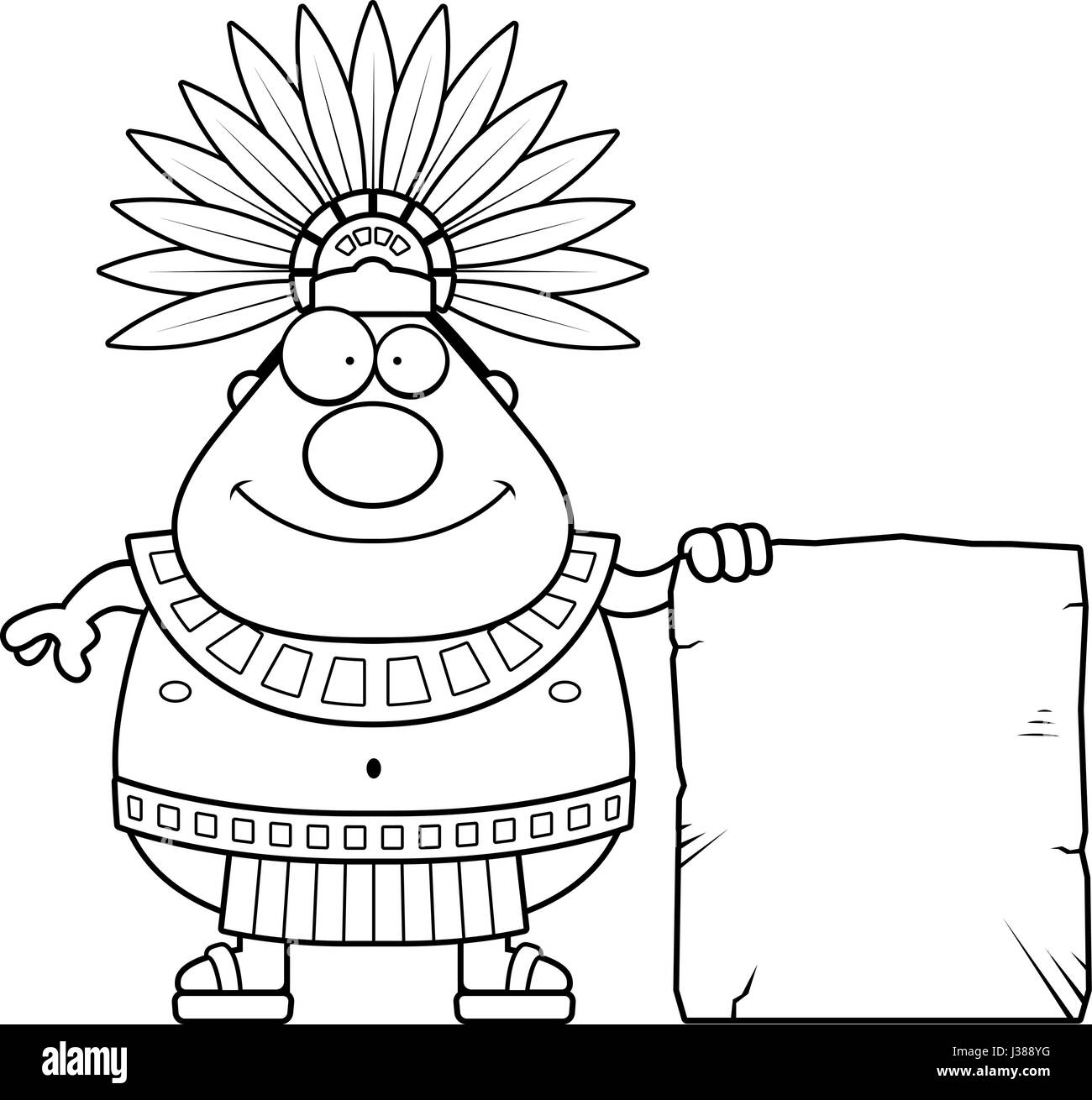 A cartoon illustration of an Aztec King with a sign Stock Vector Image ...