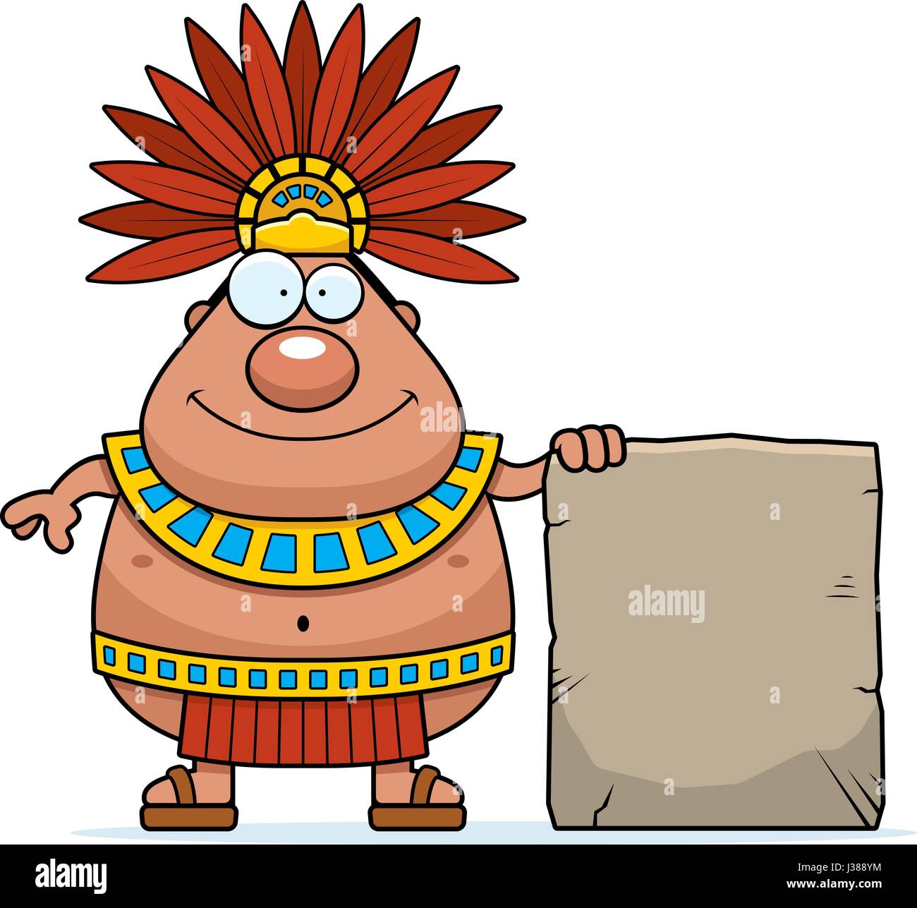 A cartoon illustration of an Aztec King with a sign Stock Vector Image ...