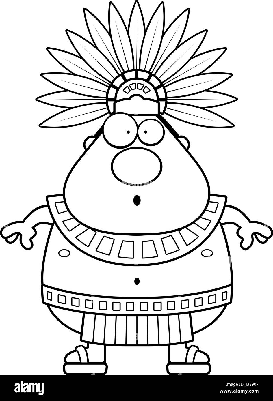 A cartoon illustration of an Aztec King looking surprised Stock Vector ...