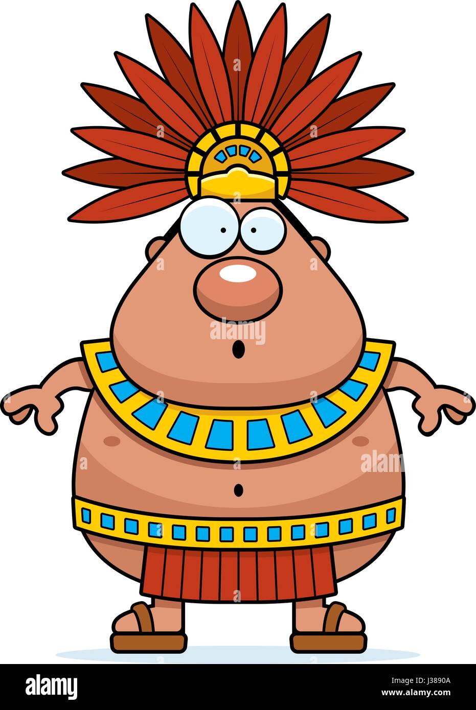 A cartoon illustration of an Aztec King looking surprised Stock Vector ...
