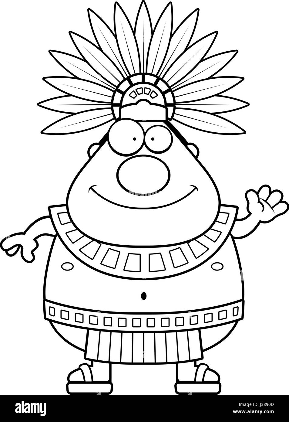 A cartoon illustration of an Aztec King waving Stock Vector Image & Art ...