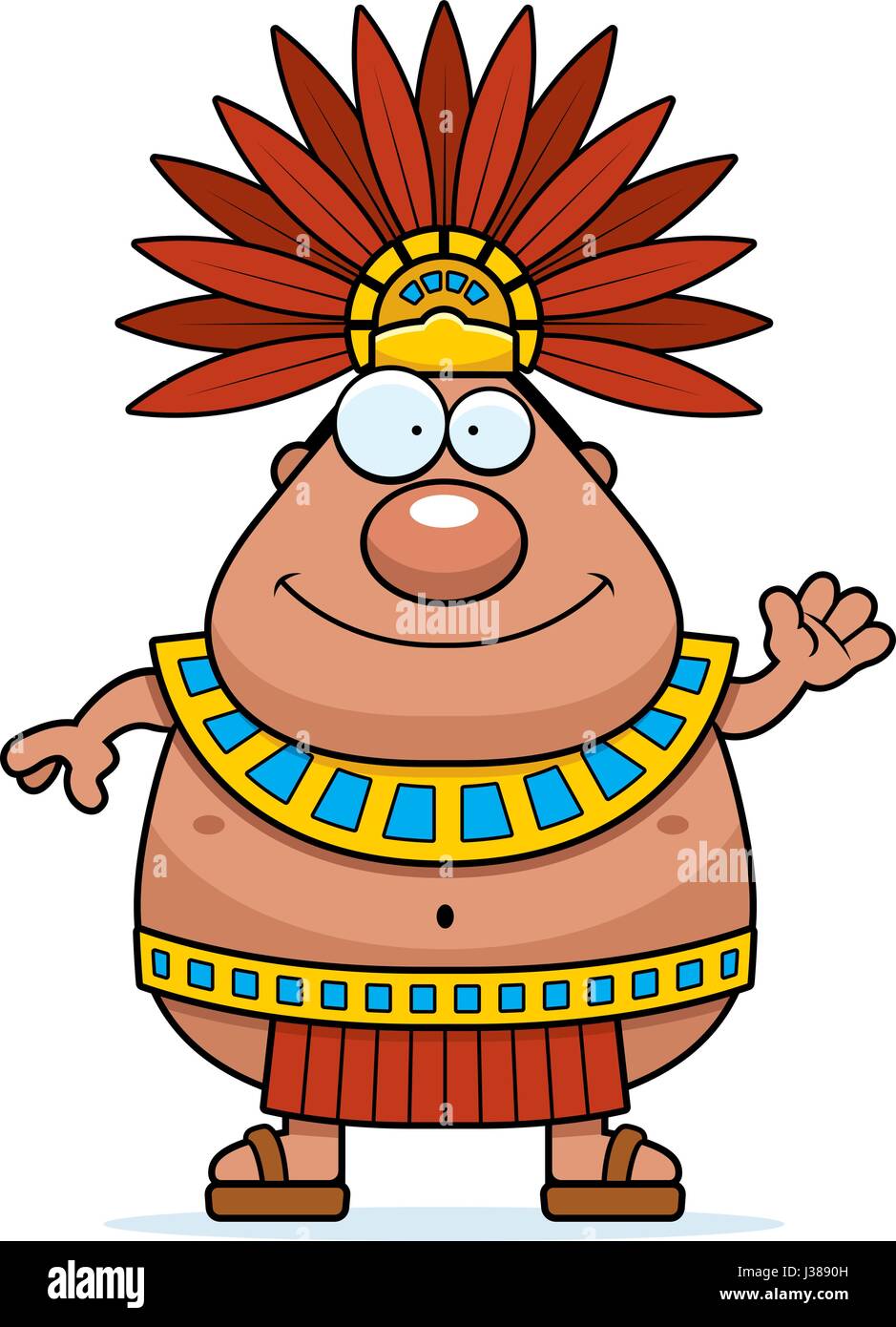 A cartoon illustration of an Aztec King waving Stock Vector Image & Art ...