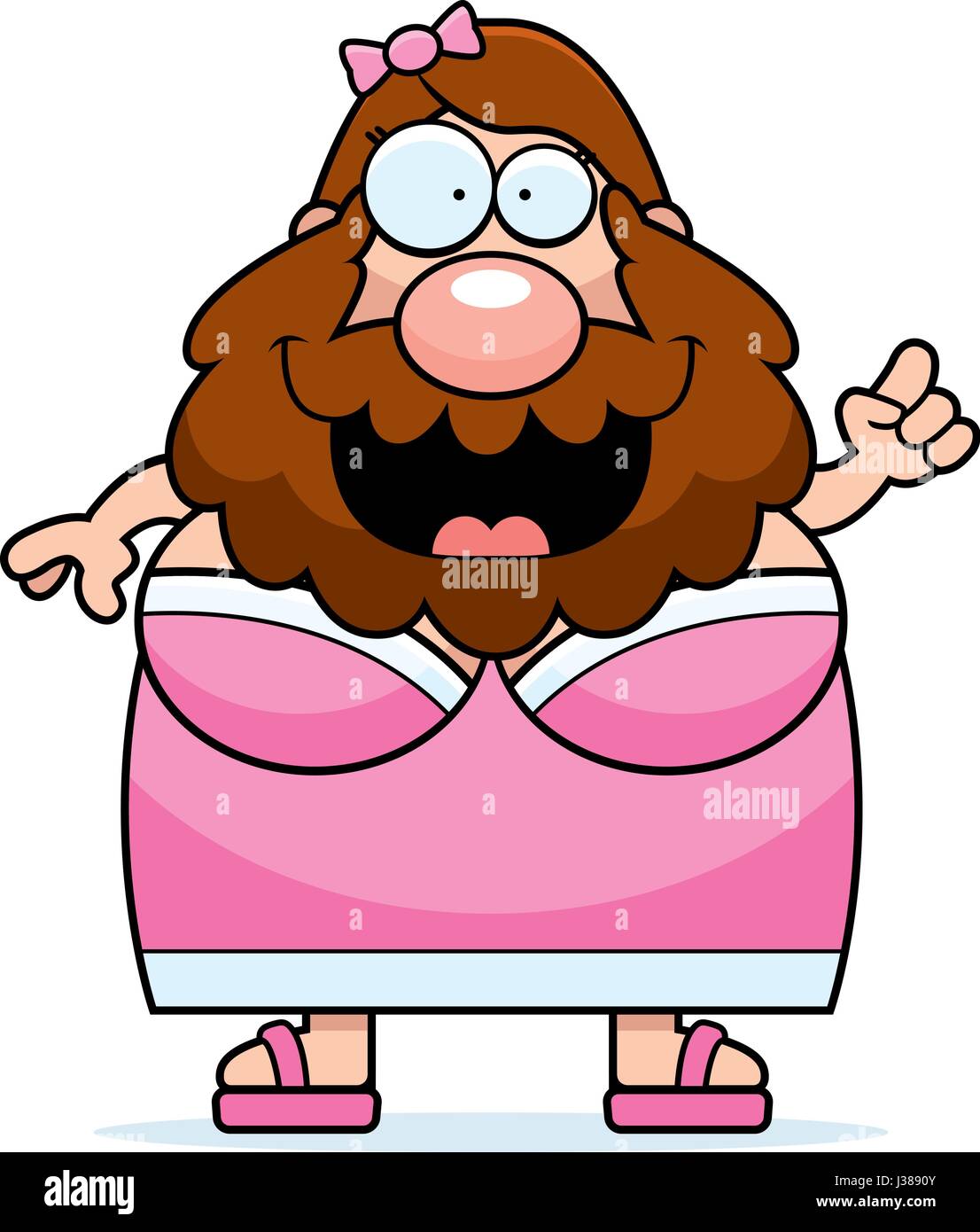 A cartoon illustration of a bearded lady with an idea Stock Vector ...