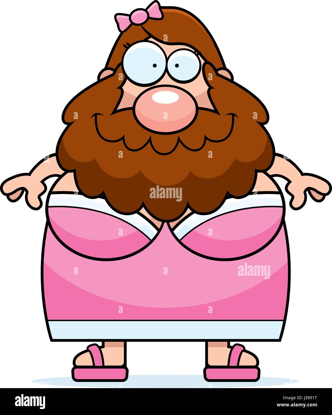 A cartoon illustration of a bearded lady looking happy Stock Vector ...