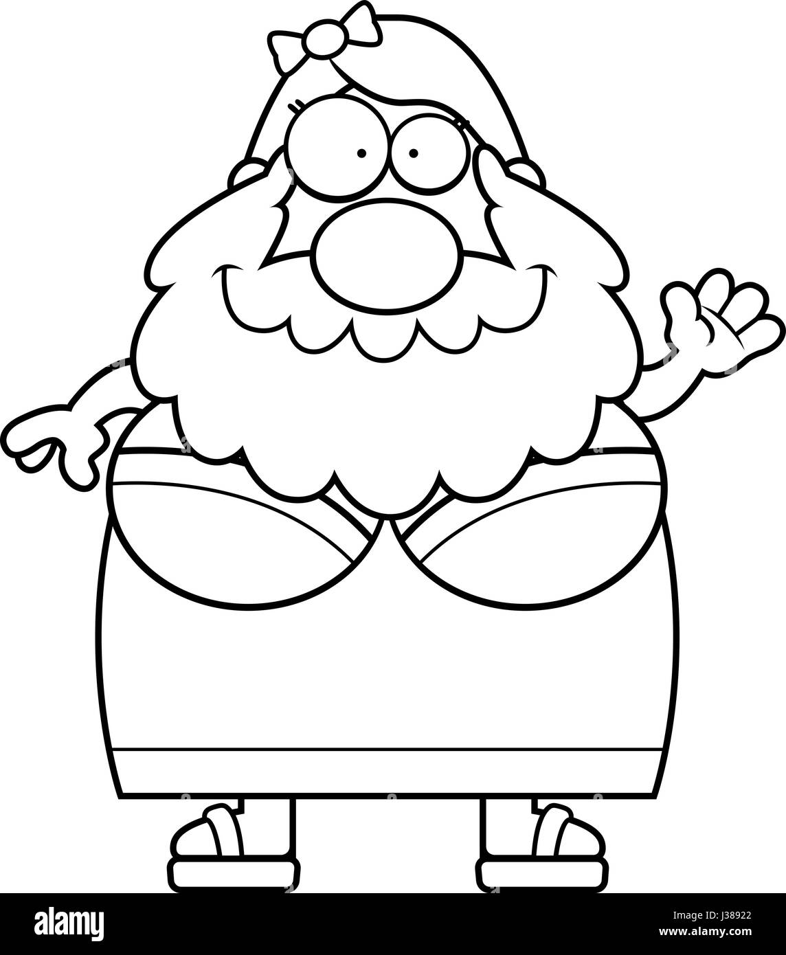 A cartoon illustration of a bearded lady waving Stock Vector Image ...