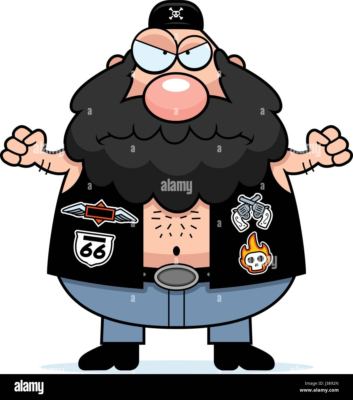 A cartoon illustration of a biker looking angry Stock Vector Image ...