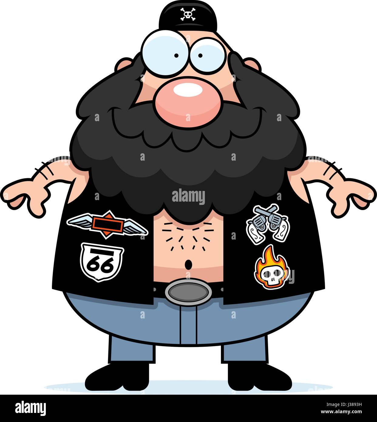 A cartoon illustration of a biker looking happy Stock Vector Image ...