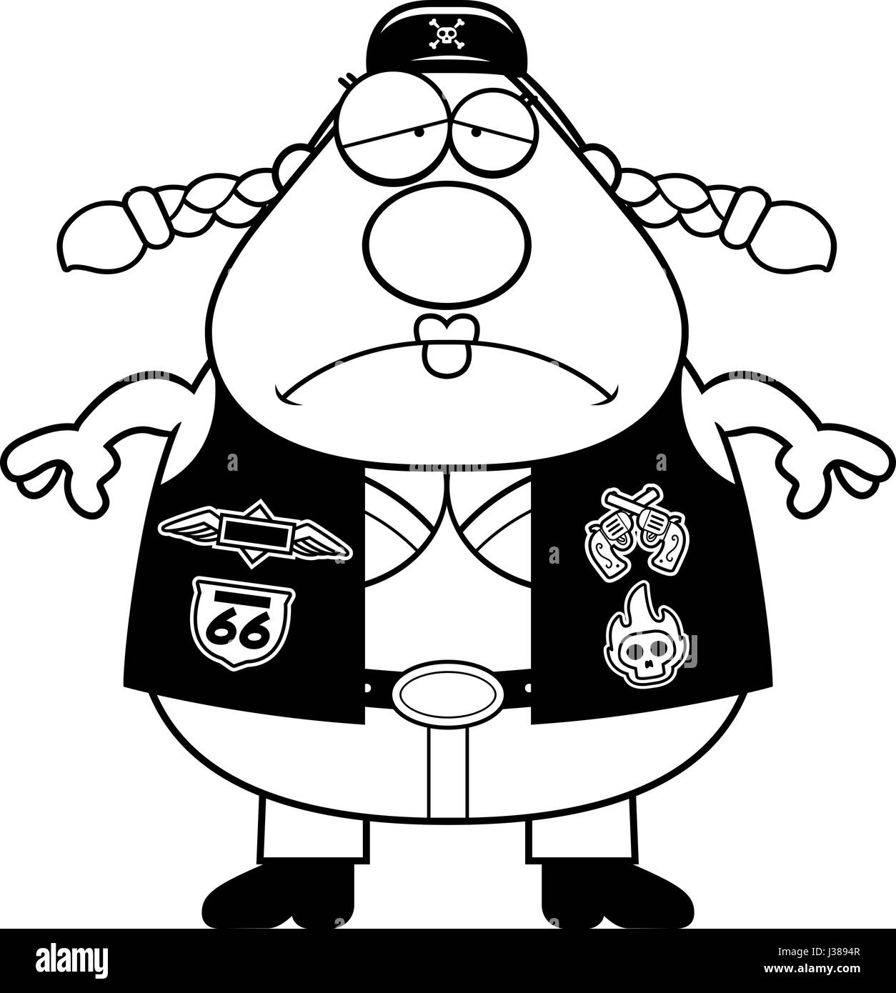 A cartoon illustration of a biker woman looking sad Stock Vector Image ...