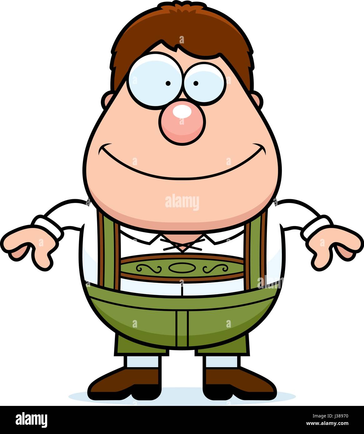 A cartoon illustration of a German boy in lederhosen smiling Stock ...