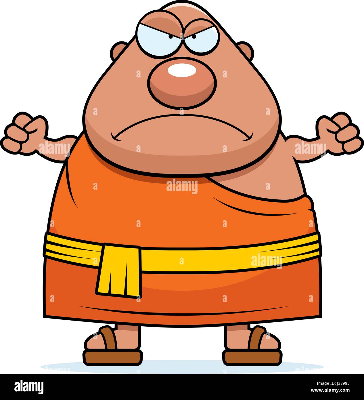 A cartoon illustration of a Buddhist monk looking angry Stock Vector ...
