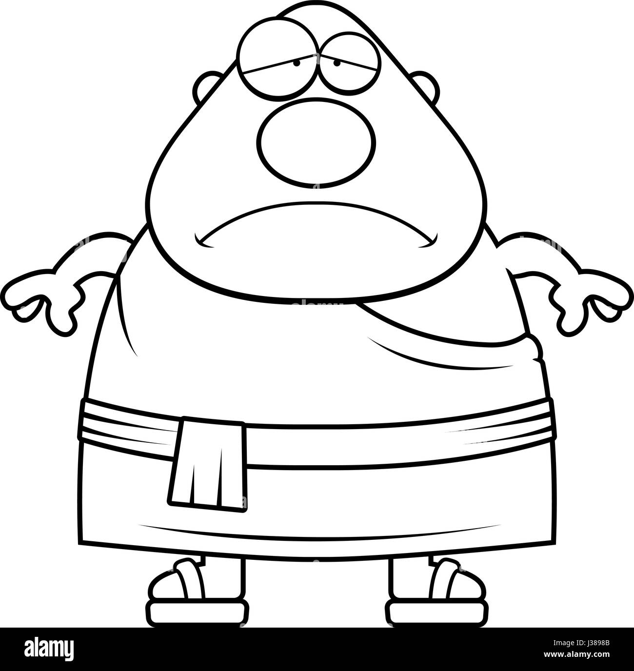 A cartoon illustration of a Buddhist monk looking sad Stock Vector ...